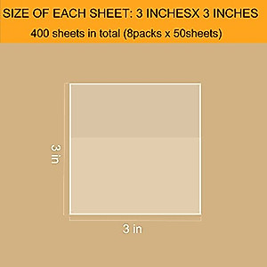 400 Sheets Kaseamu Transparent Sticky Notes 3x3 Inch, 8 Packs of Clear Sticky Notes, Waterproof Translucent Sticky Notes, Aesthetic Sticky Notes for Annotation Supplies, Office & School Supplies