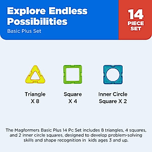 Magformers Basic Set (62-pieces) Magnetic Building Blocks, Educational Magnetic Tiles, Magnetic Building STEM Toy, Multi-colored, Model Number: 63070