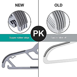 TIMMY Plastic Hangers, 50 Pack Ultra Thin Non Slip Clothes Hanger Space Saving Coat Hangers, 360°Rotating Rose Gold Hook Hanger Heavy Duty Pant Hangers (Grey)