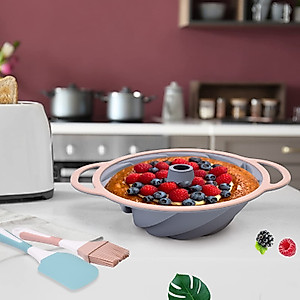 COOKSTYLE 2 Pack Bundt Cake Pan, 9 Inch Cake Pan, Bundt Cake Pans for Baking, Cake Pan for Buntelet, Brownie, Jello, Flan, Meatloaf