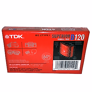 TDK Superior Normal Bias D120 IEC I / Type I For Everyday Recording Audio Cassette Tapes - 4 Pack