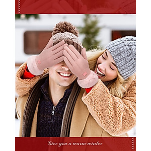 Janmercy 4 Pairs Thermal Winter Gloves for Women Cold Weather Touchscreen Soft Lining Suede Gloves for Ladies Sports Driving(Pink, Camel, Gray, Black)