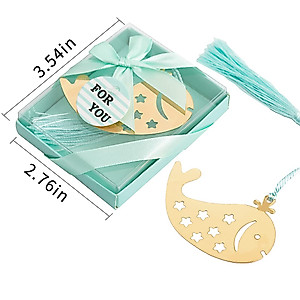 60 Pcs Blue Whale Bookmarks for Baby Shower Favors Mermaid Theme Party Gift Souvenirs for Gueststs (Blue Whale)