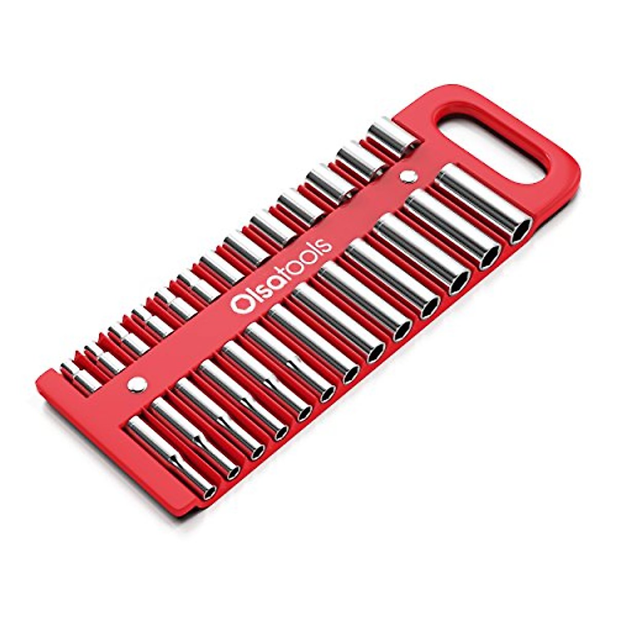 Magnetic Portable Socket Organizer Tray | 1/4-inch Drive | Red | for Deep & Shallow Sockets | Holds sockets up to 5/8" or 14 mm | Professional Quality Tool Organizer | by Olsa Tools