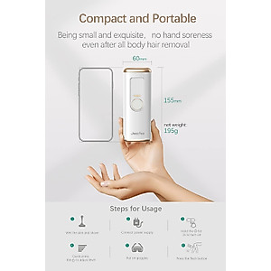 Permanent Hair Removal for Women, Jeezfee Hair Removal Device, at-Home Painless Hair Removal on Armpits Legs Arms Face Bikini line (Elegant White)