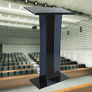 CNCEST Acrylic Podium Podium Stand Church Pulpit Acrylic Podium Stand Clear Podium Lecterns Lectern Podium Stand Board Pulpit School(Black one)
