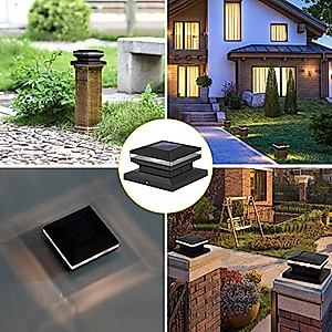 Solar Post Cap Lights, Waterproof Outdoor Post Cap Light for Fence Deck or Patio,Fit 4x4,6x6 Wooden Post,4 Packs