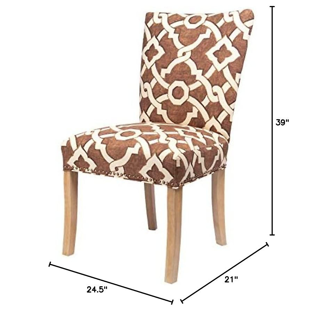 Sole Designs Julia Collection Modern Contemporary Upholstered Dining Chair with Fan Back Design and Nailhead Accents, Darjeeling