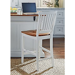 Americana White & Distressed Oak bar Stool, 24", by Home Styles