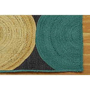 CASAVANI Rectangular - Area Rug 8x11 Black & Multi Pattern Braided Jute Rug Geometric Kilim Rug Indoor Outdoor Use Carpet Flatweave Rugs for Bedroom Dining Room Living Room