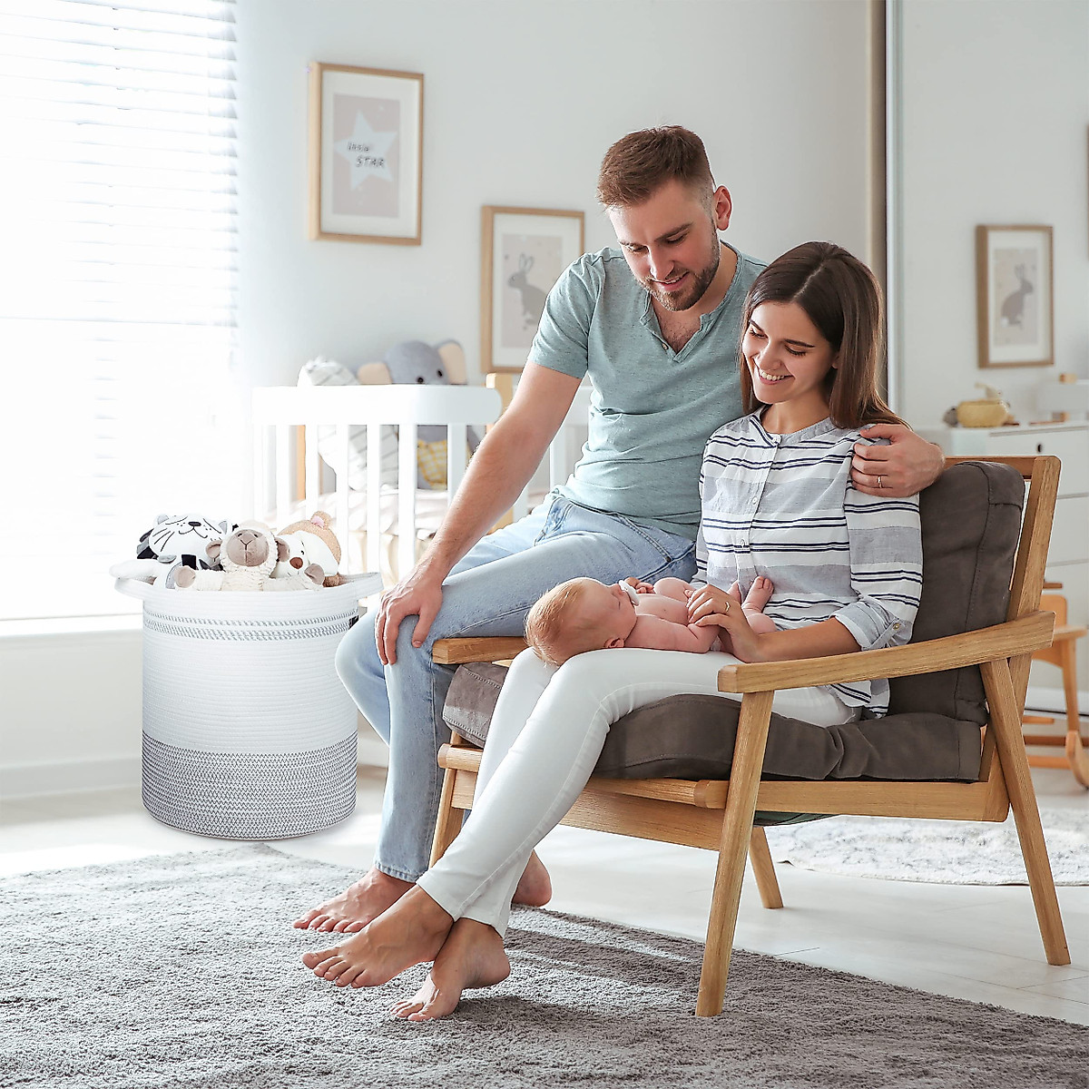 VERSAINSECT ton Rope Basket - Decorative White Storage Bins for Room Organization