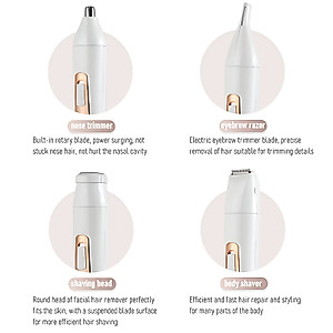 MOCK ST Facial Hair Removal for Women,Painless Hair Shaver Rechargeable,4 x Replacement Heads Included, Lady Face Electric Razor for Eyebrow, Nose, Lips, Facial, Body