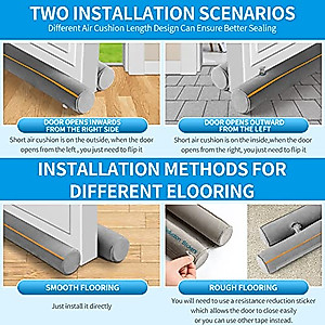 PearlLives Door Draft Stopper for Bottom of Door Air Cushion Bottom Door Seal Under Door Draft Blocker Door Sweep Dust and Noise Blocker (Grey, 34-36INCH)