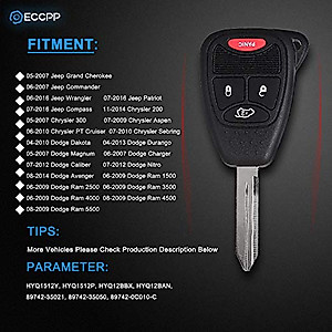 ECCPP 2X New Replacement Remote Car Key Fob Combo 4-Button Uncut for Chrysler Dodge Jeep OHT692427AA, OHT692713AA