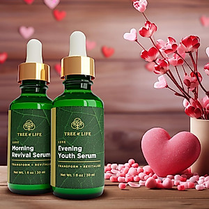 Tree of Life Beauty Luxe Age Defying Serum Combo Pack, Luxe Morning Revival Serum and Luxe Evening Youth Facial Serum, 2 Count x 1 Fl Oz
