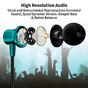 USB C Headphones, USB Type C Earbuds Wired Earphones Magnetic Bass Noise Canceling in-Ear Headset w/Mic for iPad 10 Pro Samsung Z Fold 4 Flip 3 Galaxy S23 S22 S21 Pixel 7 6 Oneplus 11 10 Pro 9, Green