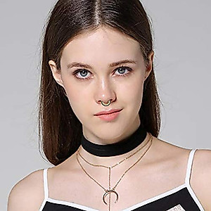 Honbay 20pcs Fake Septum Clicker Nose Ring Rhinestone Non Piercing Hanger Clip Body Jewelry (Bronze)