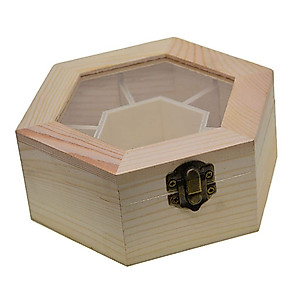 LoveinDIY Wooden Jewelry Box, Jewelry Organizer and Storage- Unfinished Wood – Hexagon Unfinished Wood with Clasp