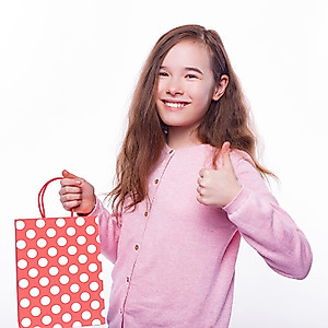 24Pack Dot Paper Gift Bags with handles, 8.7" Small Gift Bags with Tissue, Colorful Kraft Paper Bags for Goody Bags, Goodie Bags, Party Bags for Kids Birthday, Wedding, Valentines, Easter, Chrismas (Polka Dots)