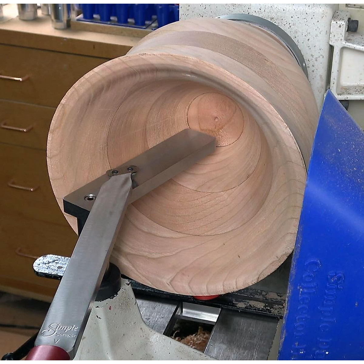 Simple Woodturning Tools Simple Scraper V 12" long angled carbide tool for steep or straight inside walls and bottom finishing, USA Made (Unhandled, Oval Cutter)