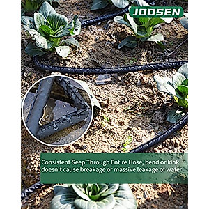JOOSEN Soaker Hose 25ft 1/2" Flat Double Layer Consistent Drip Hose Saving 80% Water Leakproof Kink Free Vegetable Garden Hose