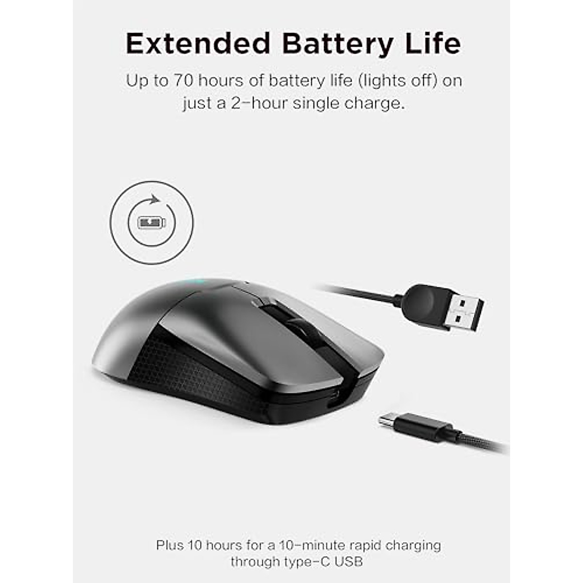 Lenovo Legion M600s RGB Wireless Gaming Mouse – 19,000 DPI, 6 Programmable Buttons, 70 Hours Battery Life, Tri-Mode Connectivity (2.4 GHz, Bluetooth, Wired), (Iron Grey)