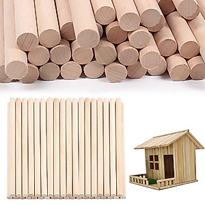 Wooden Dowel Rods, Unfinished Natural Wood Sticks 1/8 x 6 Inch Craft Dowel Rods for Crafts and DIYers 100pcs Hardwood Sticks Dowling Rods