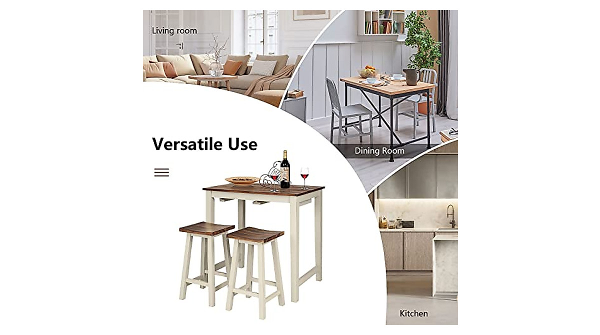 COSTWAY 3-Piece Dining Set - Stylish & Space-Saving