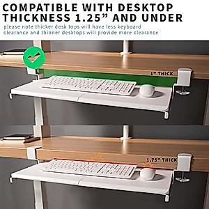 VIVO Large Keyboard Tray Under Desk Pull Out with Extra Sturdy C Clamp Mount System, 27 (33 Including Clamps) x 11 inch Slide-Out Platform Computer Drawer for Typing, White, MOUNT-KB05W