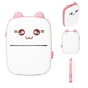 Naroote Mini Photo Printer, Plastic Material Photo Printer for Wireless High Resolution with Cute Appearance for Classroom for Learn(Pink)