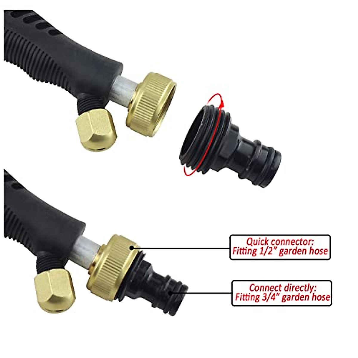 Hiraethore Pressure Washer Gun with Replacement Wand for Car Washing or Garden Cleaning Portable Watering SprayerHigh Pressure Hose Nozzle Power Washer Accessories