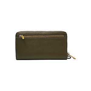 Fossil Women's Liza Eco Leather Wallet Zip Around Clutch with Wristlet Strap, Green Moss