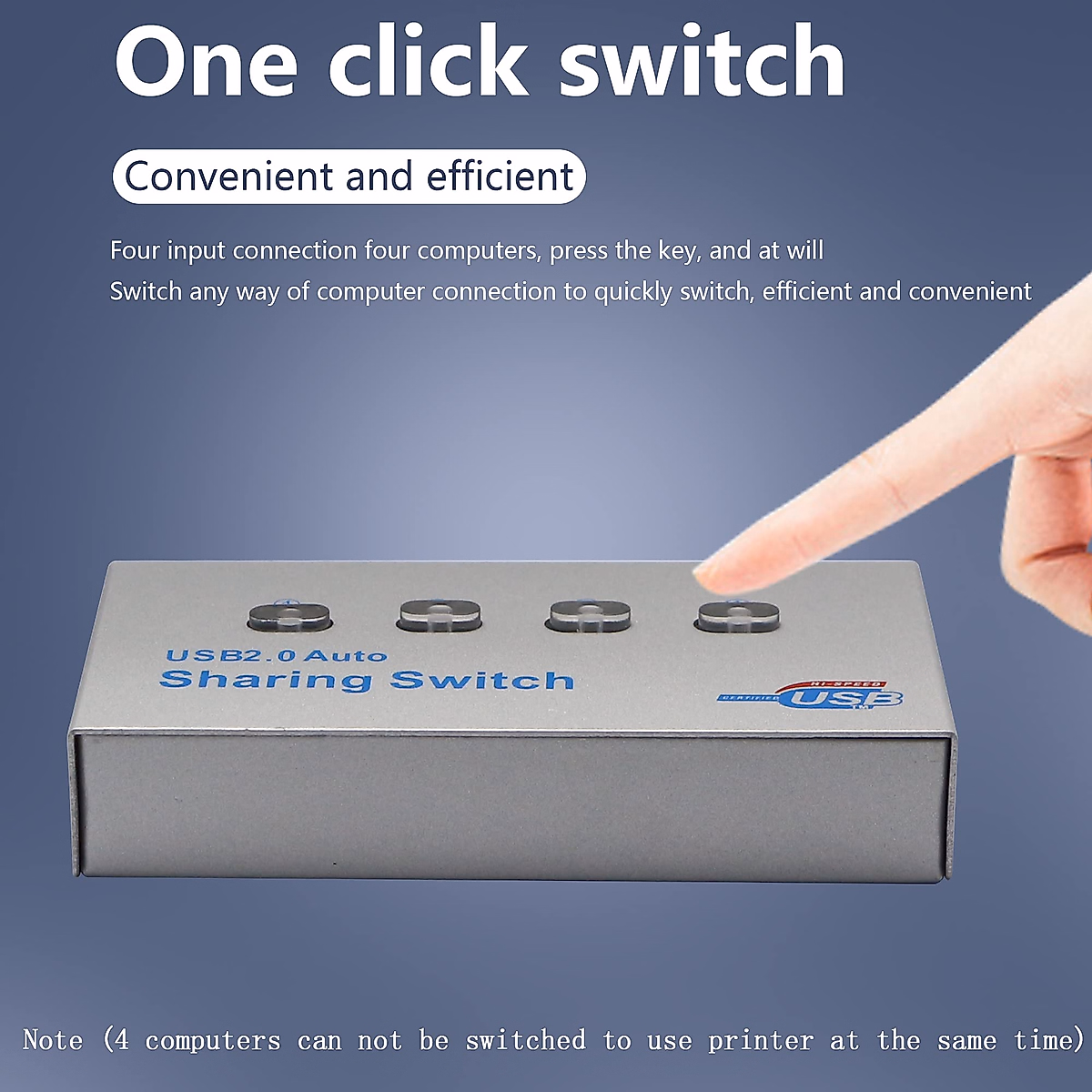 SinLoon Printer Splitter,USB Printer Sharing Switch4 Ports,4 PCs Share 1 USB Device,High Speed Sharing Switcher Printer Scanner External(1 to 4)