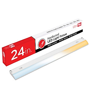 UltraPro 24 inch Hardwired Under Cabinet Lights, 3 Color Settings - 2700K/4000K/5000K - Warm White, Cool White, and Daylight, Under Cabinet Lighting, Dimmable Under Counter Lights for Kitchen, 45368