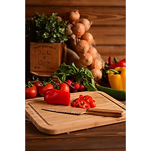 USRA Bamboo Kitchen Chef Knife Forged Titan Razor Sharp Edge One Touch Cut Technology With Rustic Aestetic