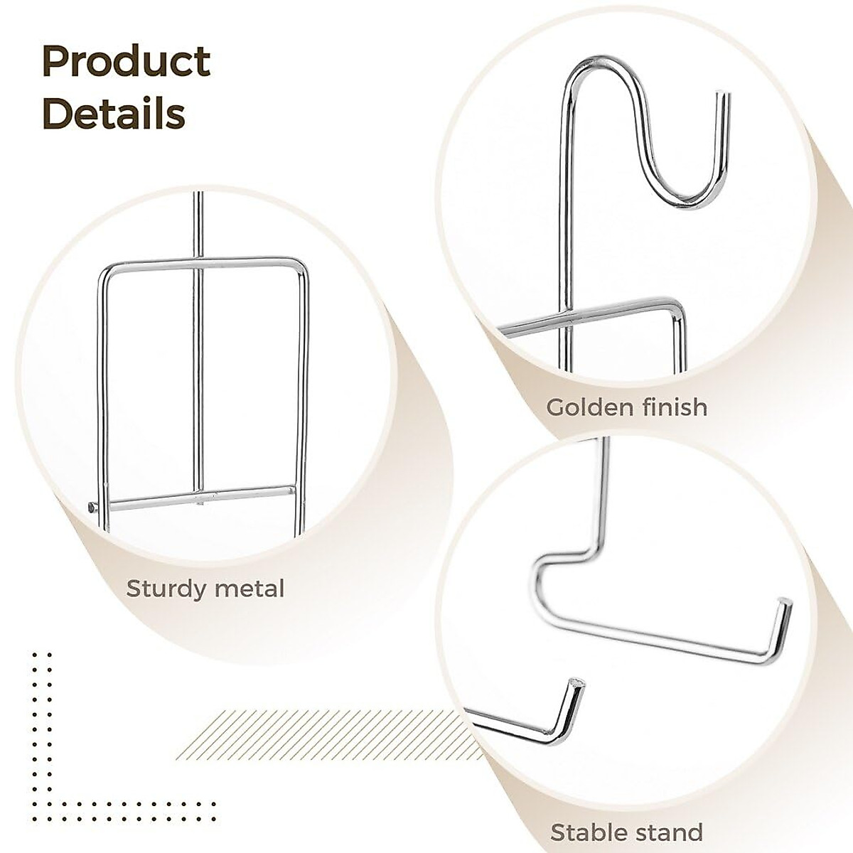 Homaisson Cup and Saucer Display Stand, 8 Pcs Tea Cup and Saucer Holders, Teacup Coffee Mug Organizer Rack, Golden Finish Metal Mug and Saucer Stand for Tea Coffee Cups Plates(Silver)