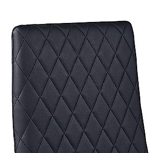 IANIYA Set of 6 Leather Dining Chairs Set, with Upholstered Cushion & High Back, Powder Coated Metal Legs, Rhombus Pattern Seats, Household Home Kitchen Living Room Bedroom