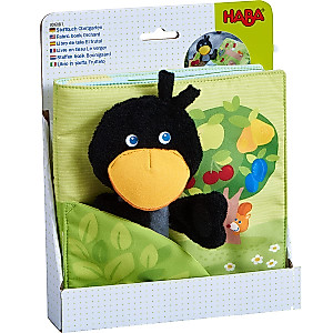 HABA Fabric Book Orchard with Raven Finger Puppet and Removable Fruit
