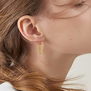 HIUS 925 Sterling Silver Cuban Link Chain Earrings for Women, 18K Gold Plated Dangle Drop Earrings, Statement Women's Chain Jewelry