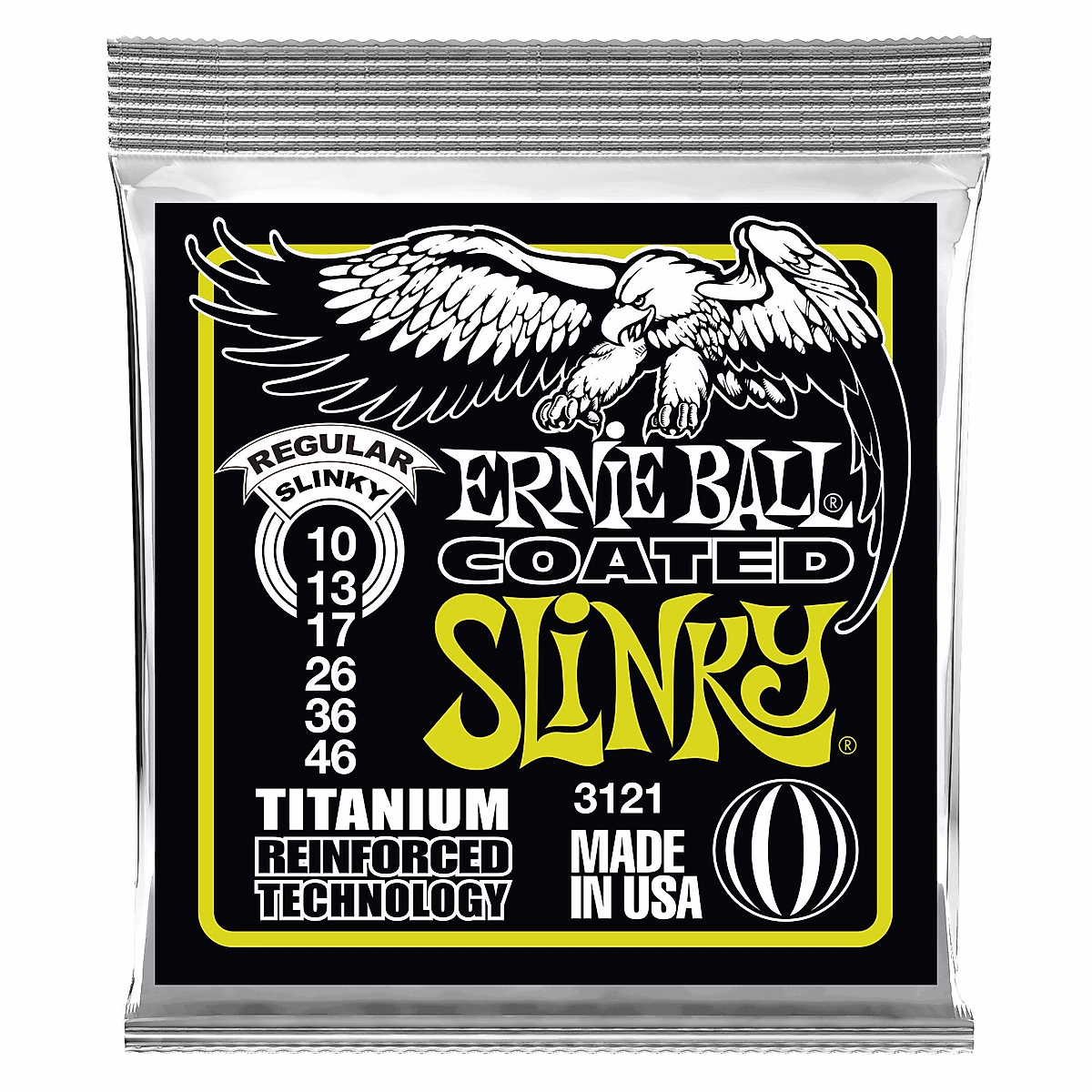 LOT OF 4 - Ernie Ball Coated Regular Slinky Electric Guitar Strings, P03121 ^4