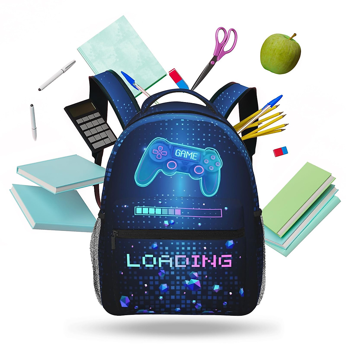 SENROLAN Abstract Gamepad Backpack Games Gaming Travel Laptop Backpack Water Resistant Bags Bookbag Travel Hiking Camping Daypack for Adults Teens Boys Girls