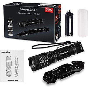 Pocket Knife, Multi Folding Knife and Flashlight Set, Pocketclip, Glass Breaker, Seatbelt Cutter Survival Knives for Hiking, Camping, Fishing, Pocket Knives for Man, Husband, Boyfriends, Brother