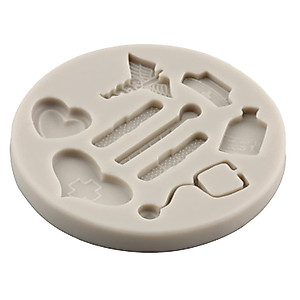 MYPRACS Medical Apparatus Tablet Silicone Mold Nurse Hat Stethoscope Pill Bottle Bandage Thermometer Medical Fondant Mold For Cake Decorating Cupcake Topper Candy Chocolate Gum Paste Clay Set Of 4