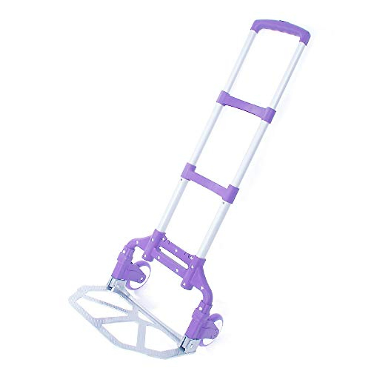 Aluminium Portable Folding Collapsible Push Truck,Hand Trolley Luggage Hand Cart and Dolly 165.35 lbs (75kg) for Home, Auto, Office,Travel Use (Purple)