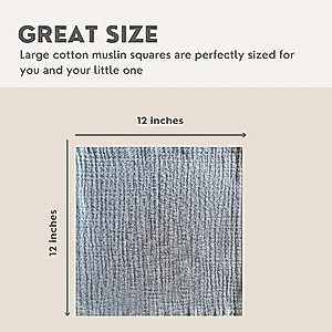 Baby Muslin Wash Cloth and Burp Cloths, 4 Layers Cotton Towels, Soft, Absorbent, Durable, no Leak throughs, Large Size, 5 Pack, Newborn Baby Must Haves Essentials