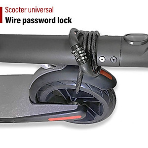SEWAY Scooter Lock Cable for Xiaomi Mijia M365 ES Series, Bicycle Combination Locks Coiled Chain Lock Basic Self Coiling Core Steel Wire 4 ft. Long 1/3 inch Fit for M365/ES1/ES2/ES3/ES4