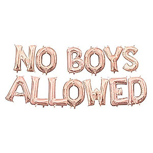 AnnoDeel 16inch NO BOYS ALLOWED Foil Balloons Banner,Rose Gold Letter Mylar Balloon for Women Bride Bacheloretter Banner Party Decoration