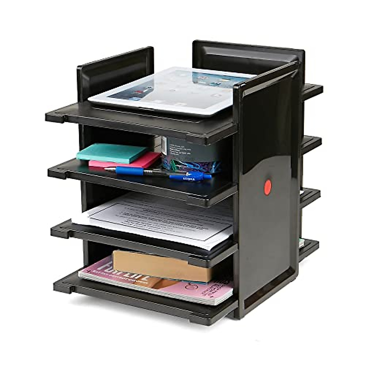 Mind Reader 4 Tier Desktop Document and Folder Tray Organizer, Black