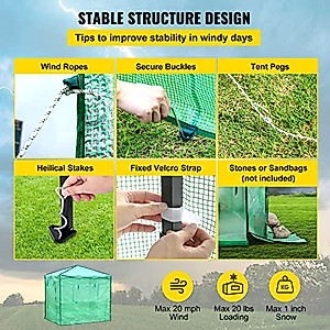 VEVOR 8'x 6'x 8' Pop-Up Greenhouse, Set Up in Minutes, Portable Greenhouse with Doors & Windows. High Strength PE Cover & Powder-Coated Steel Construction