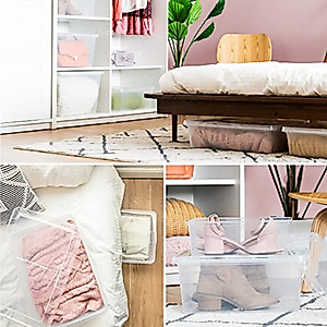 IRIS USA 17 Qt Clear Storage Box, BPA-Free Plastic Stackable Bin with Lid, 4 Pack, Containers to Organize Shoes and Closet Shelves, Classroom Organization Teacher Tools, Game Storage